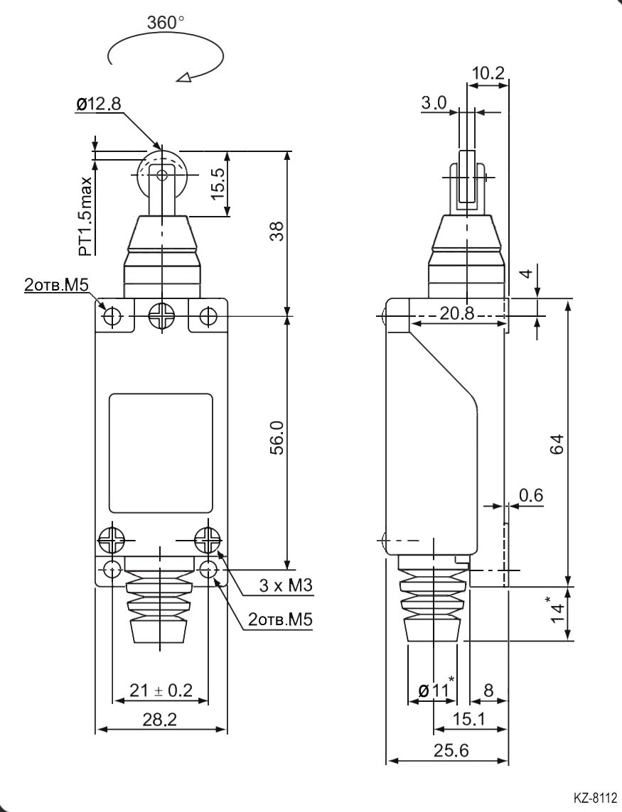 Выключатель путевой KZ-8112 (TZ-8112) Al купить по цене от 331.6 руб ...